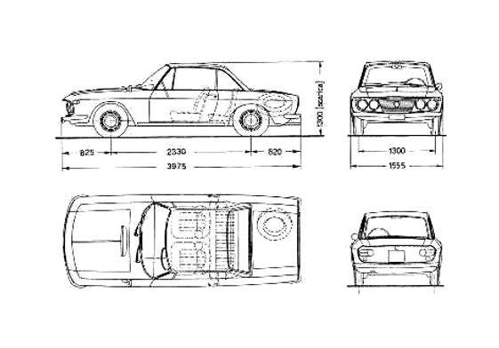 Download drawing Lancia Fulvia Rallye 13S S2 Coupe 1963 in ai pdf png svg formats